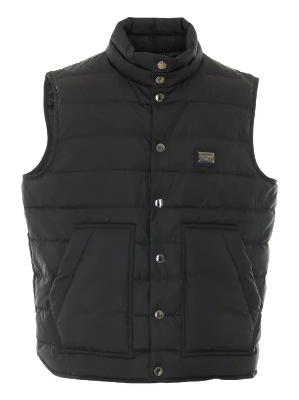 Dolce & Gabbana Padded Gilet With Logo Plate - Black
