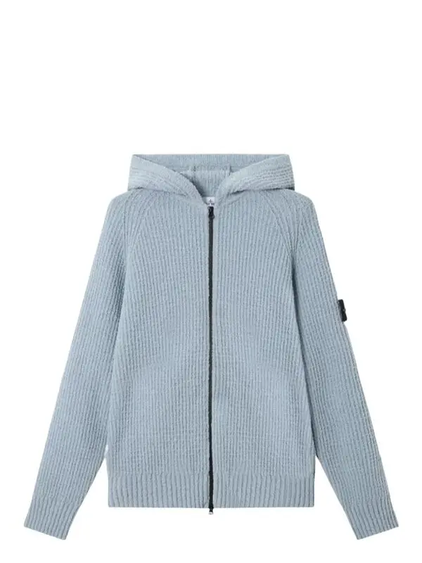 Stone Island Logo Patch Zip-up Jumper - Ash Gray