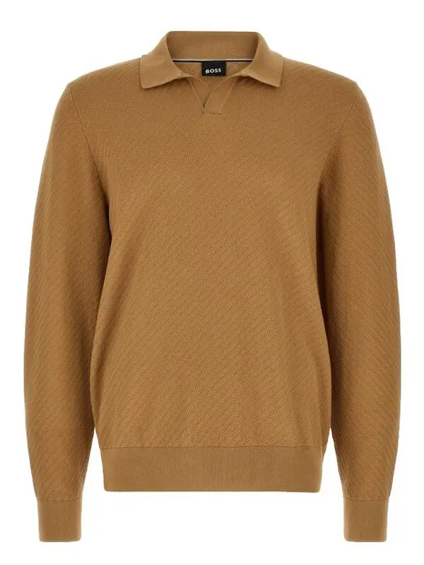 Hugo Boss H-lomarino Textured Polo Shirt - Brown