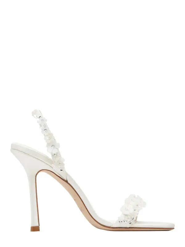 JIMMY CHOO Jenn 100 Floral Appliqué Stiletto Sandals - Ivory