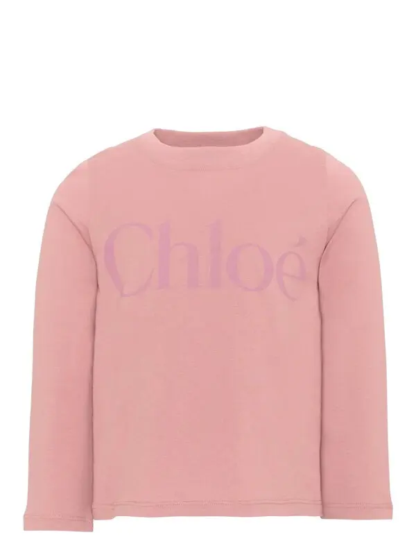 Chloé Logo Print Long Sleeve T-shirt - Pink