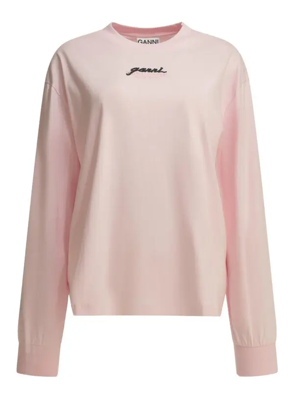 GANNI Future Graphic Long Sleeve T-shirt - Pink