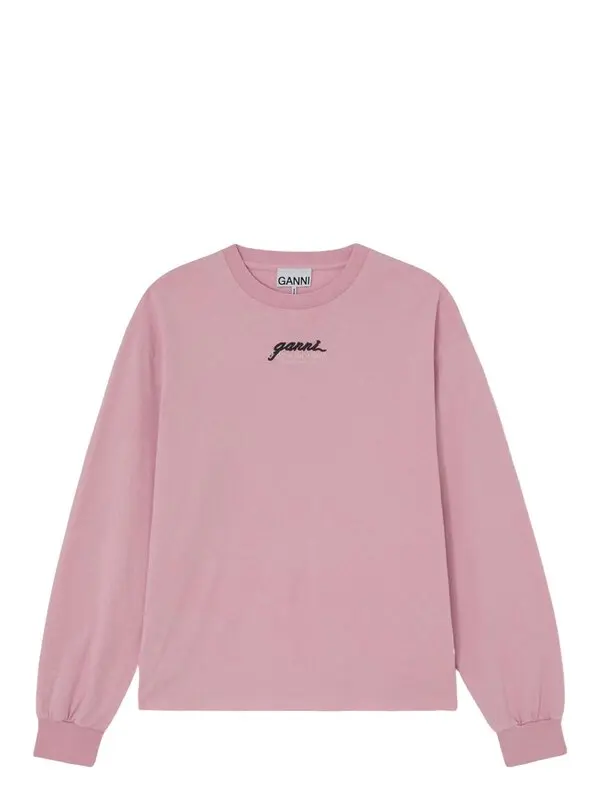 GANNI Future Graphic Long Sleeve T-shirt - Pink
