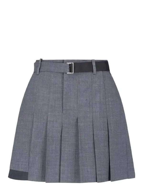 Sacai Belted Pleated Shorts - Gray