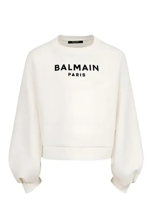 Balmain Long Sleeve Crew Neck Sweatshirt - Beige/black