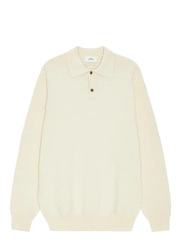 LES DEUX Textured-knit Polo Shirt - White