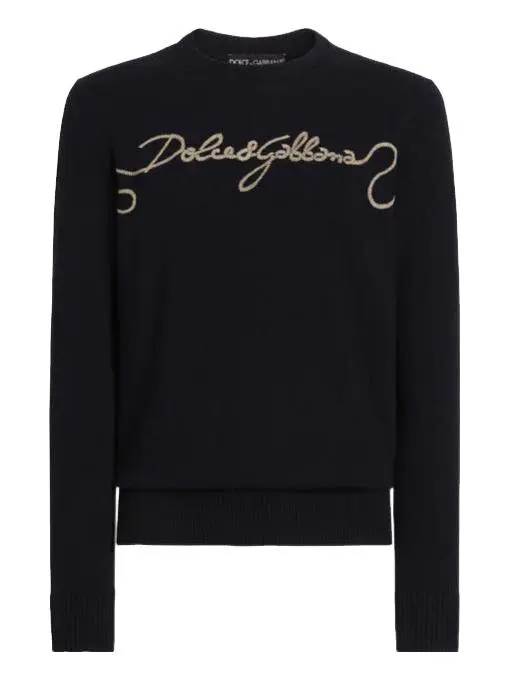 Dolce & Gabbana Embroidered Round Neck Pullover - Blue