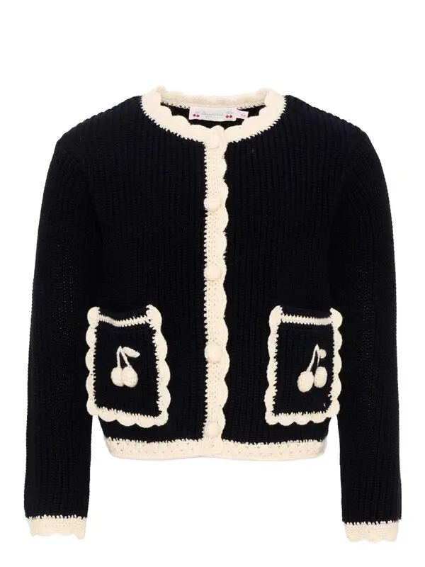 Bonpoint Marlys Scalloped-trim Cardigan - Blue