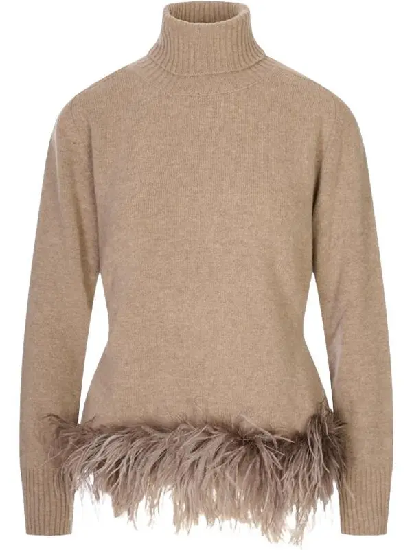 P.a.r.o.s.h Feather-trim High Neck Sweater - No