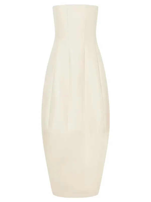 Khaite Strapless Wool And Silk-blend Midi Dress - White