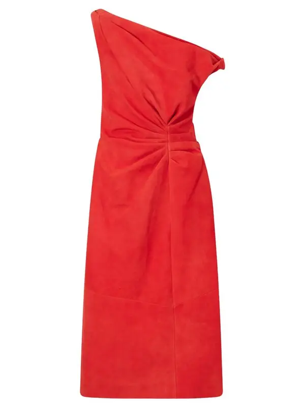 Proenza Schouler Kaelin Suede One-shoulder Midi Dress - Red