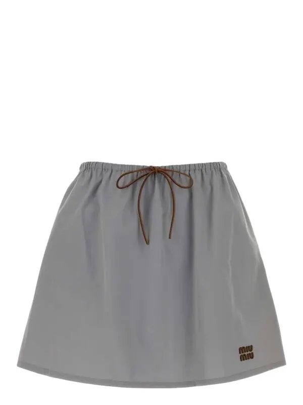 Miu Miu Logo Embroidered Drawstring Mini Skirt - Light Gray