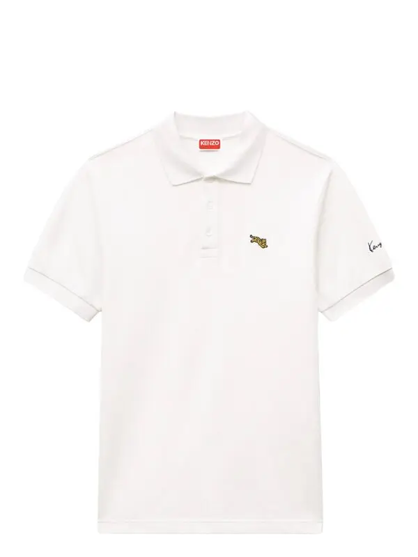 Kenzo Jumping Tiger Embroidered Slim Polo Shirt - Off-white