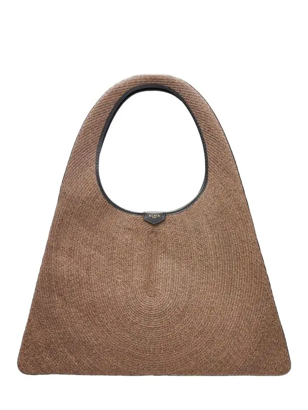 Alaïa Leather-trimmed Paper Straw Shoulder Bag - Brown