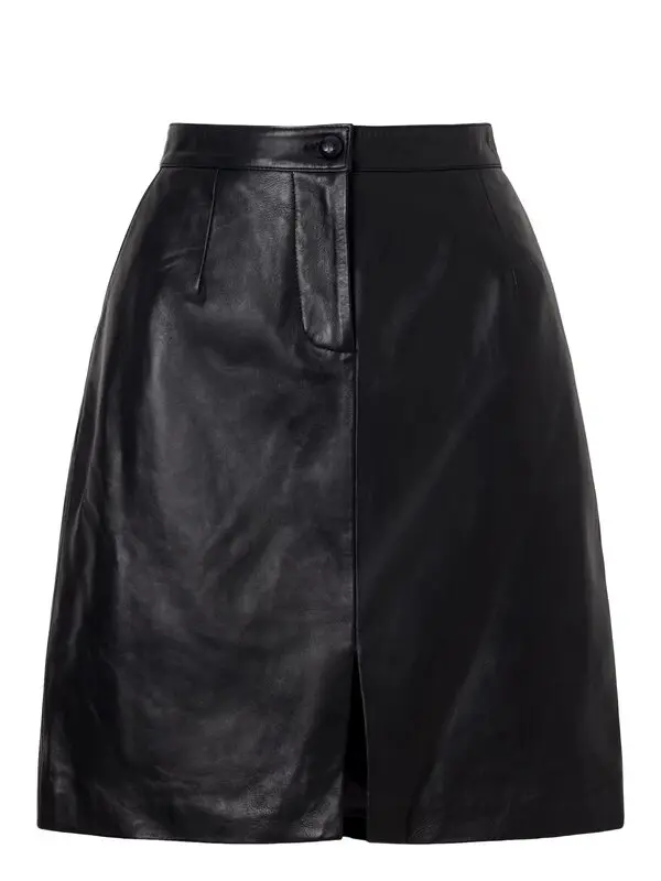 BLAZÉ MILANO Leather Midi Skirt - Black