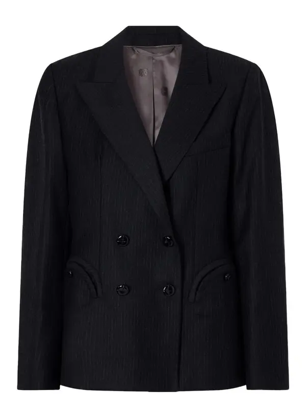 BLAZÉ MILANO Pinstriped Double-breasted Blazer - Black
