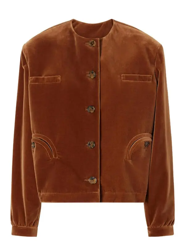 BLAZÉ MILANO Jealousy Gliss Cotton-velvet Jacket - Brown
