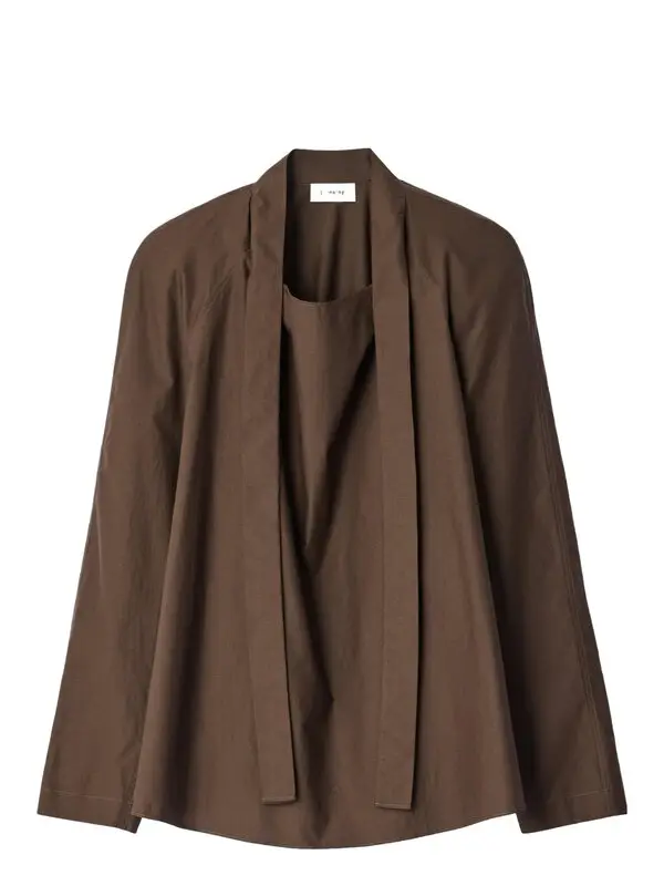 LEMAIRE Ascot Tie-neck Blouse - Truffle
