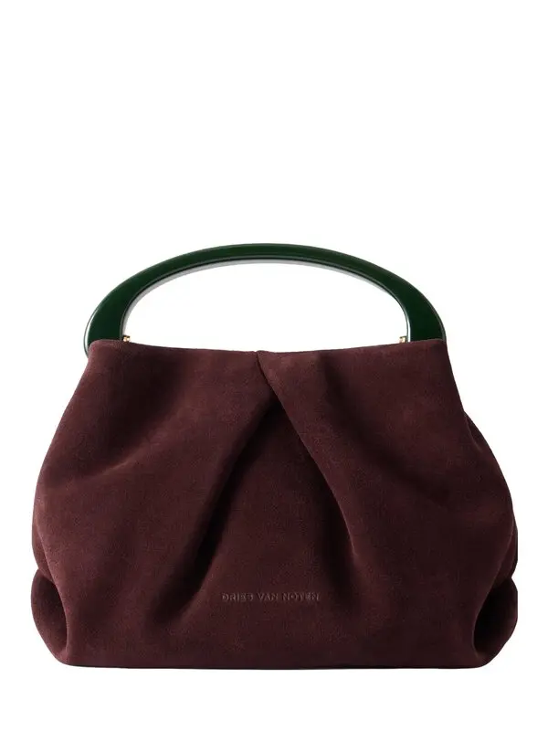 Dries Van Noten Suede Clutch With Resin Handle - No