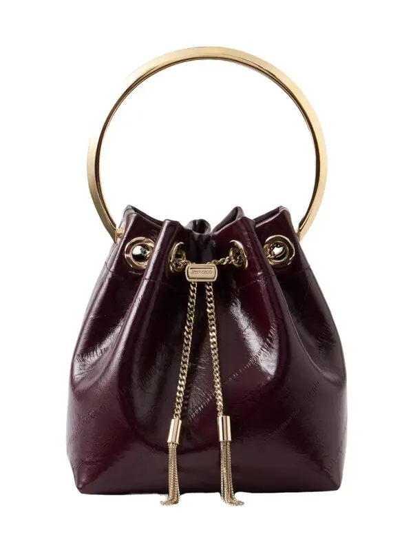 JIMMY CHOO Bon Bon Eel-effect Leather Bucket Bag - Black