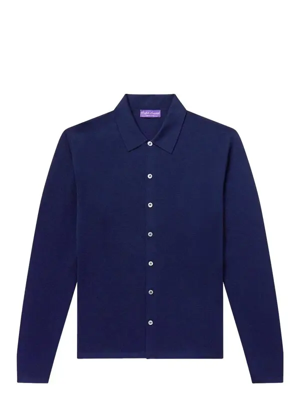 Ralph Lauren Purple Label Merino Wool Cardigan - Blue