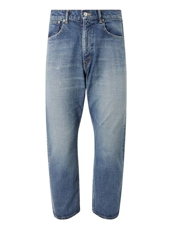 BEAMS Straight Leg Paint Splattered Jeans - Blue