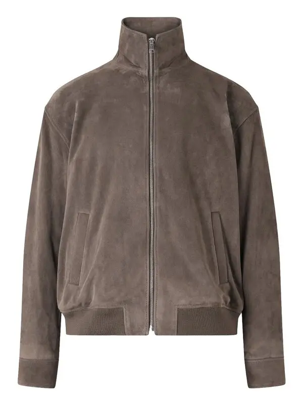FRAME Suede Bomber Jacket - Brown