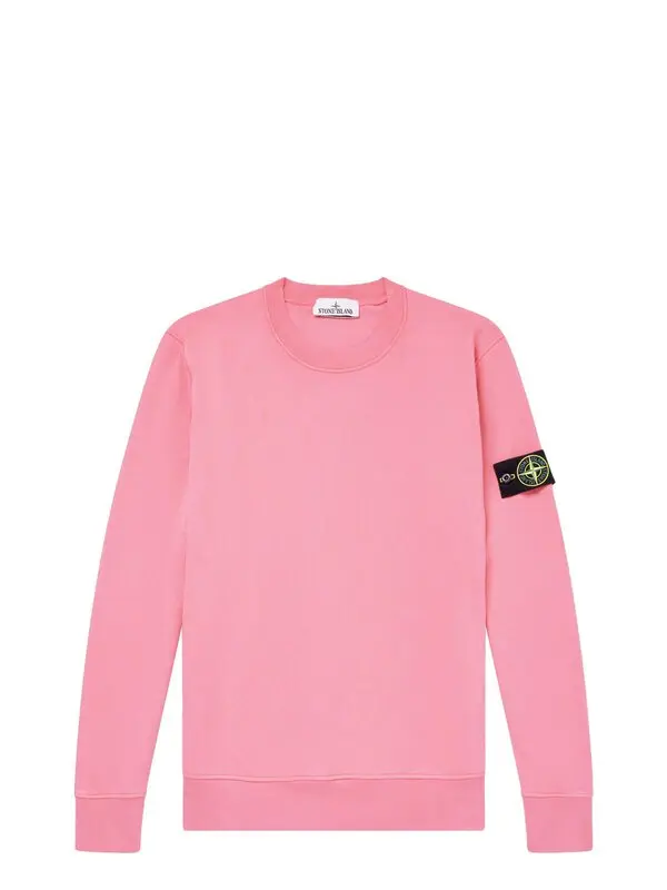 Stone Island Garment-dyed Cotton-fleece Sweatshirt - Pink