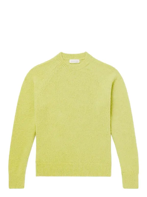 Dries Van Noten Brushed Alpaca-blend Crewneck Sweater - Green