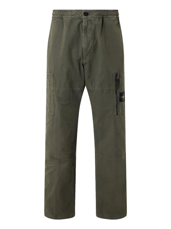 Stone Island Wide-leg Cotton-ripstop Cargo Trousers - Green