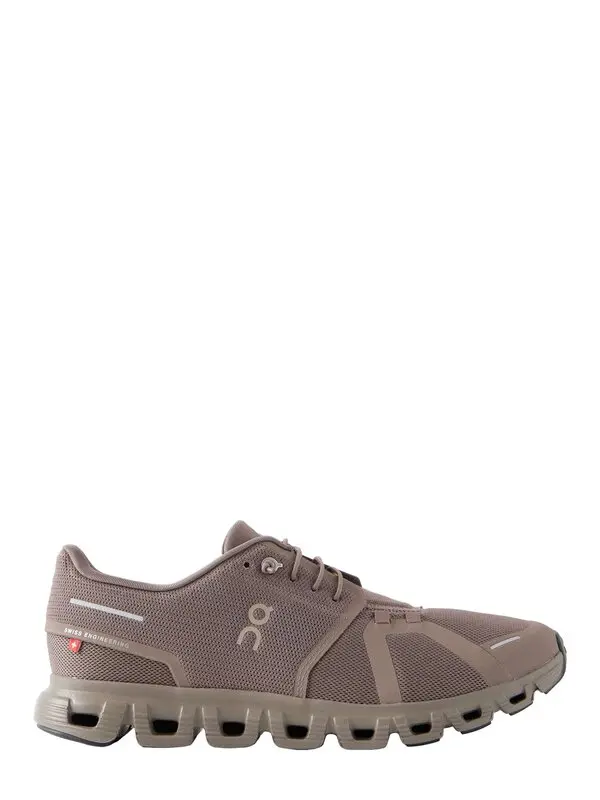 On 6 Rubber-trimmed Mesh Lace-up Sneakers - Brown