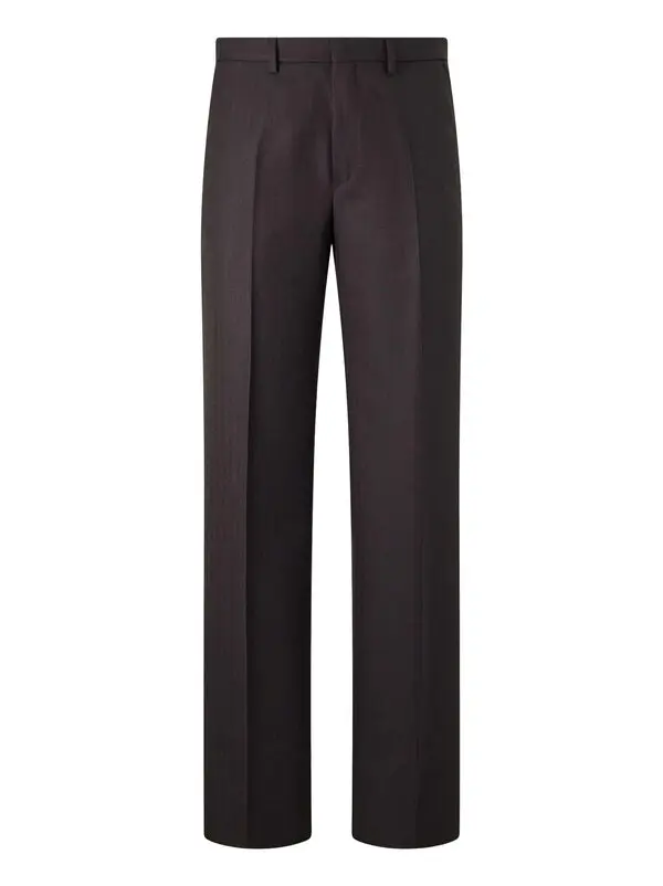 Dries Van Noten Panvel Herringbone Wool Trousers - Brown