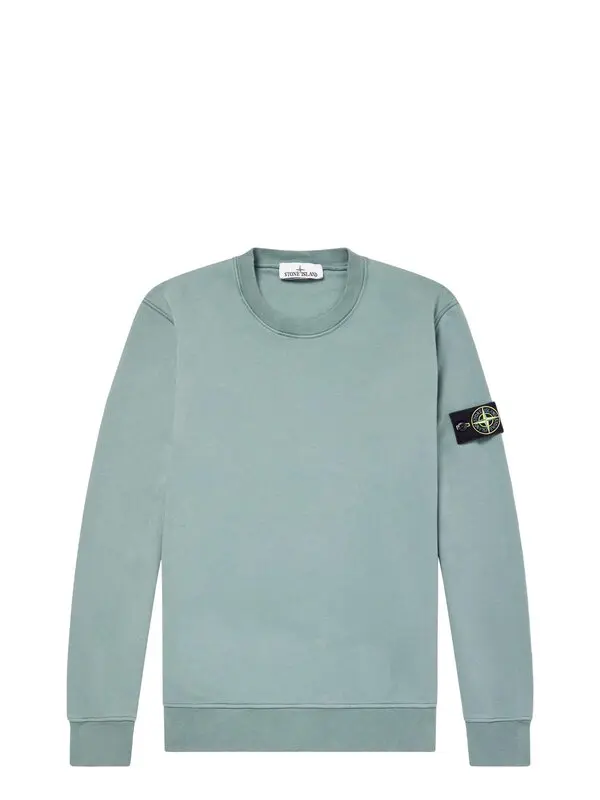 Stone Island Garment-dyed Cotton-fleece Sweatshirt - Green