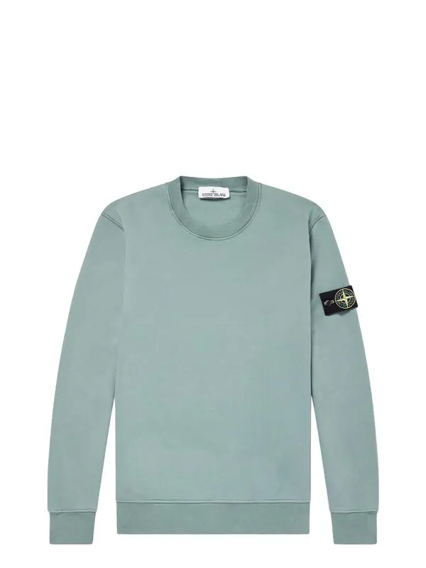 Stone Island Garment-dyed Cotton-fleece Sweatshirt - Green