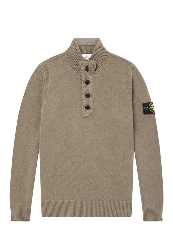 Stone Island Virgin Wool-blend Polo Sweater - Green