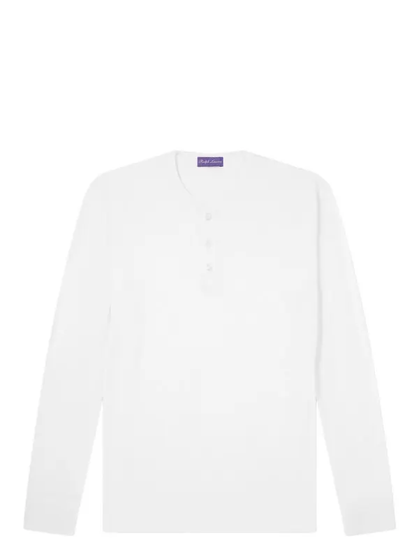Ralph Lauren Purple Label Cotton-jersey Henley T-shirt - White