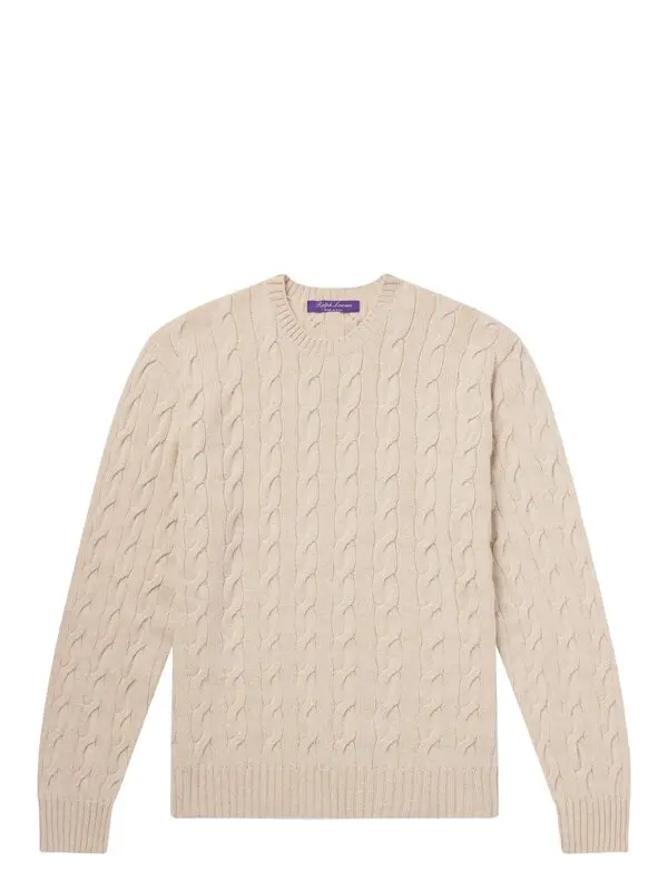 Ralph Lauren Purple Label Cashmere Cable-knit Crewneck Sweater - Cream