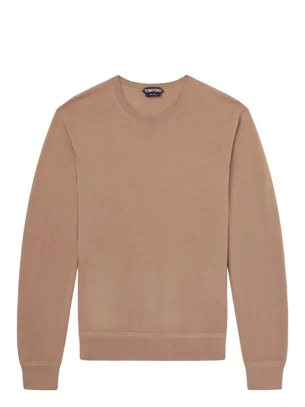 TOM FORD Fine-gauge Wool Crewneck Sweater - Brown