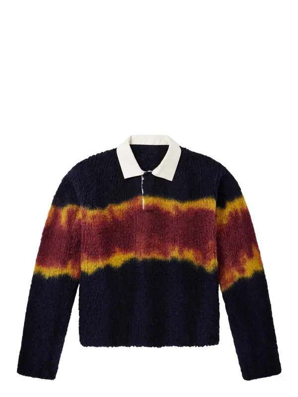 Sacai Tie-dye Wool-blend Polo Sweater - Blue