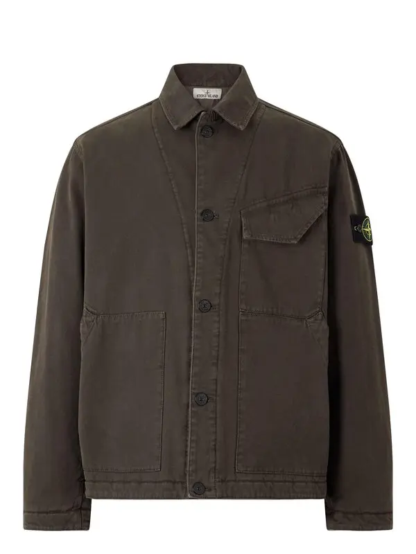 Stone Island Garment-dyed Panama Cotton-canvas Jacket - Gray