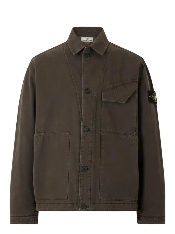 Stone Island Garment-dyed Panama Cotton-canvas Jacket - Gray