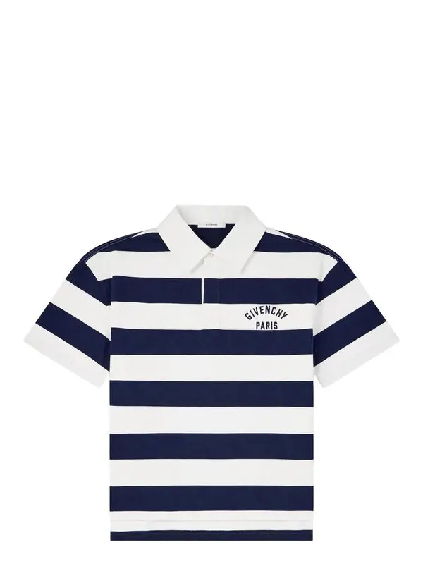 Givenchy Logo-embroidered Striped Cotton Polo Shirt - Blue
