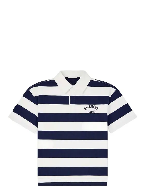 Givenchy Logo-embroidered Striped Cotton Polo Shirt - Navy