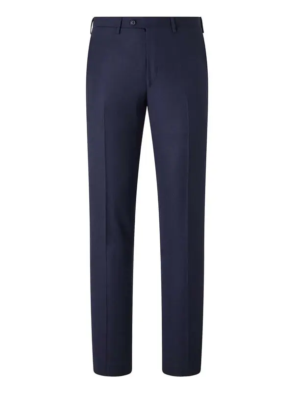 Kiton Straight-leg Virgin Wool Trousers - Navy