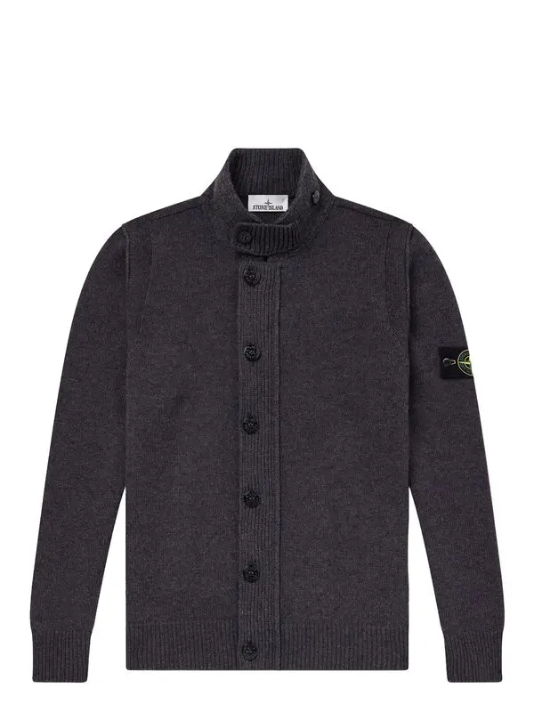 Stone Island Virgin Wool-blend Button-down Cardigan - Gray