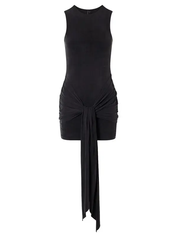 SKIMS Tie-detailed Stretch Cupro-jersey Wrap Mini Dress - Black