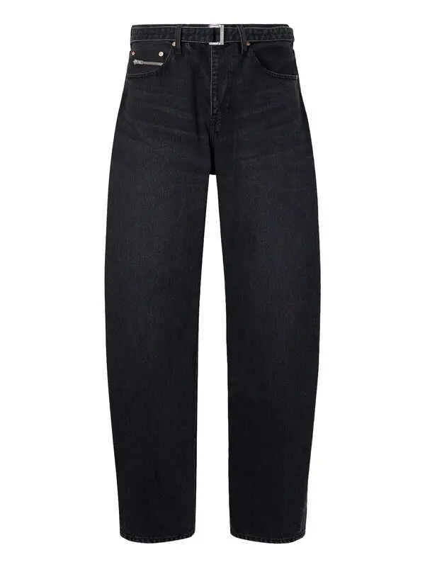Sacai Wide-leg Belted Jeans - Black