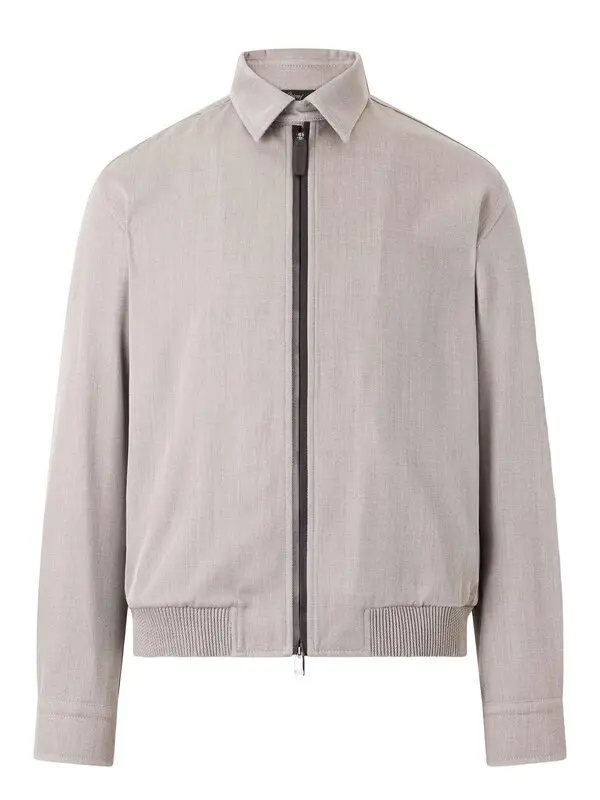 Brioni Leather-trimmed Wool-twill Blouson Jacket - Gray