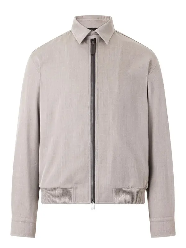Brioni Leather-trimmed Wool-twill Blouson Jacket - Gray