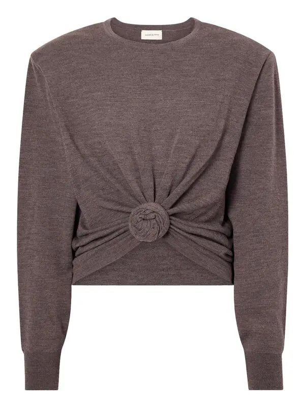 Magda Butrym Knotted Cropped Wool Sweater - Brown